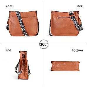 JQWSVE Crossbody Bags for Women Vegan Leather Crossbody Purse with Guitar Strap Designer Hobo Handbag Zipper Shoulder Bag
