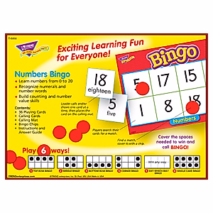 TREND ENTERPRISES: Numbers Bingo Game, Exciting Way for Everyone to Learn, Play 6 Different Ways, Perfect for Classrooms and At Home, 2 to 36 Players, For Ages 4 and Up