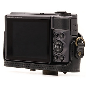 MegaGear MG1173 Canon PowerShot SX740 HS, SX730 HS Ever Ready Leather Camera Case with Strap - Black