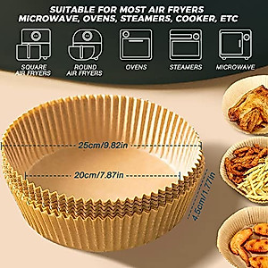 120PCS 8-9.8 Inch Air Fryer Liners, XL Air Fryer Disposable Paper Liner, Lagre Air Fryer Parchment Paper Liners Non-stick, Food Grade Baking Paper for Air Fryer Accessories Oven Microwave