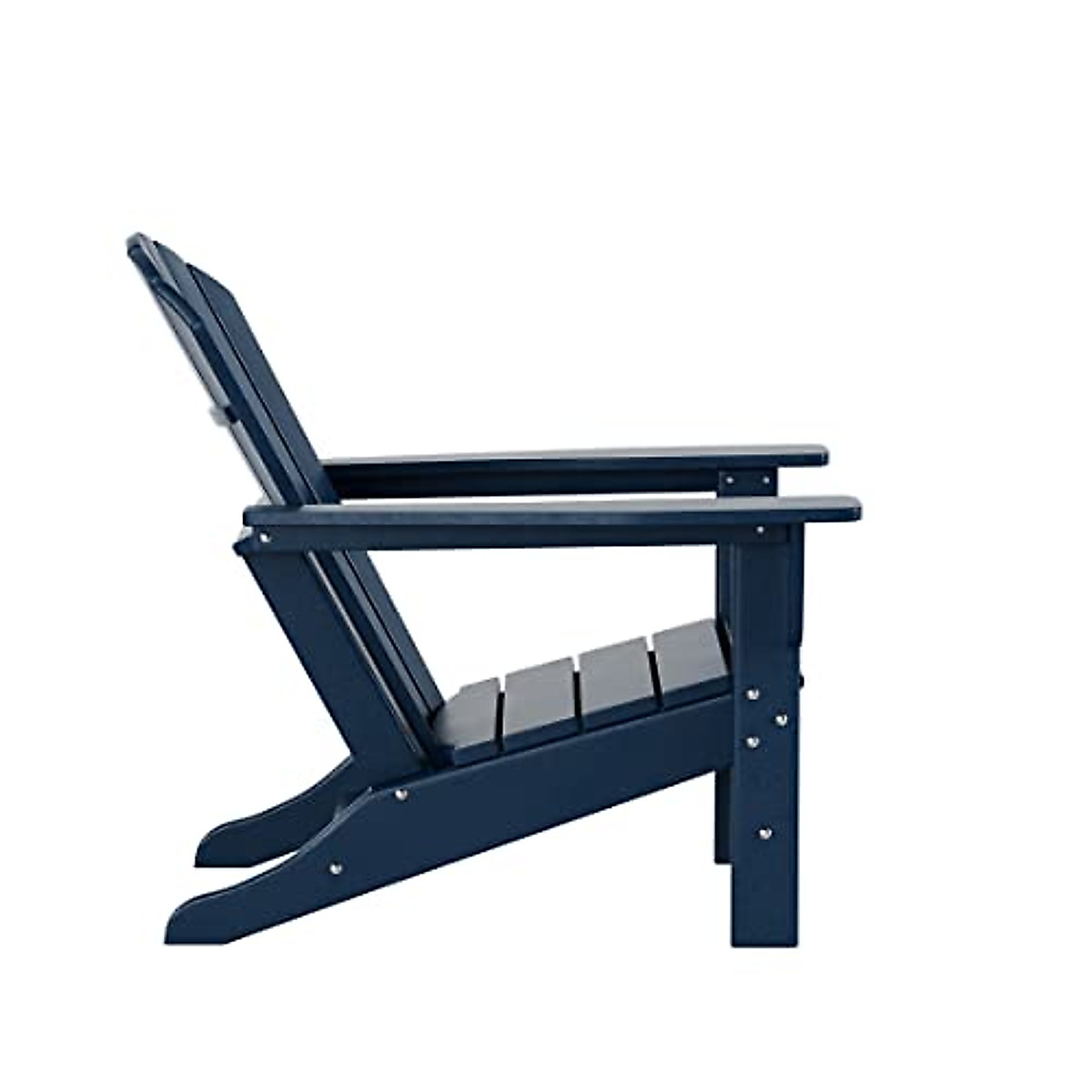 WO Outdoor Adirondack Chair w Side Table 3-PCS Set Loungers Seats Traditional Retro Outdoor Furniture Aesthetic for Beach, Balcony, Home, Backyard, Lawn, Patio, Pool, Deck, Garden (Navy Blue)