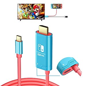 JINGDU USB C to HDMI Cable Compatible with Nintendo Switch NS/OLED, Portable TV Adapter Connector Replaces The Original Switch Dock for TV Screen Mirroring, Convenient for Travel, 4K HD, 2m, Blue