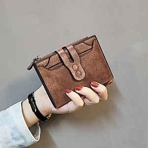 UTO Womens Wallet RFID Blocking PU Leather Bifold Snap Card Holder Money Coins Organizer Purse Brown