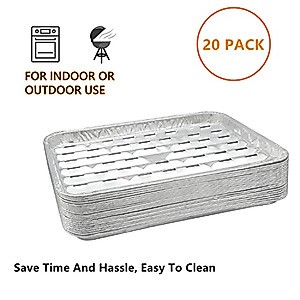 Disposable Aluminum Broiler Pans with Holes – Good for BBQ, Grill Trays – Multi-20 Pack of Durable Aluminum Sheet Pans 13.4" x 9" x 0.85"