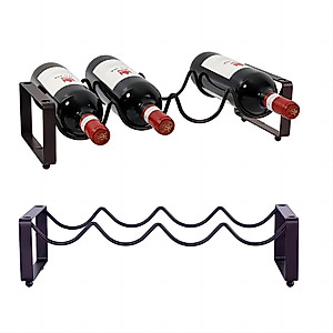 2-Tier Stackable Freestanding Wine Rack,Standing Bottles Holder Organizer,Wine Storage Shelf,Tabletop Stackable Wine Rack,Perfect for Bar,Wine Cellar,Basement,Cabinet,Pantry, etc,Hold 8 Bottles,Bronze