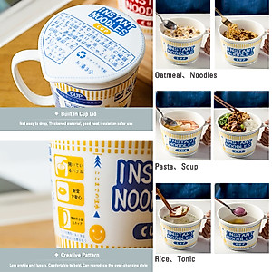 Hanghaijia Instant Noodle Bowl Ceramic with Cover, Creative Ramen Soup Bowl Mug Cover Student Lunch Box Bowl (Color : Red, Size : M)