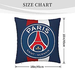 xfeiqzu Paris Saint Germain Throw Pillow Covers Square Decorative Pillowcase Cushion Case for Bedroom Living Room Couch Sofa Bed 18x18 Inch