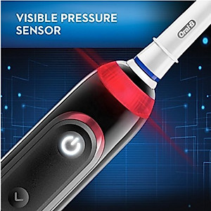 Oral-B 7500 Electric Toothbrush, Black with 3 Brush Heads and Travel Case - Visible Pressure Sensor to Protect Gums - 5 Cleaning Modes - 2 Minute Timer