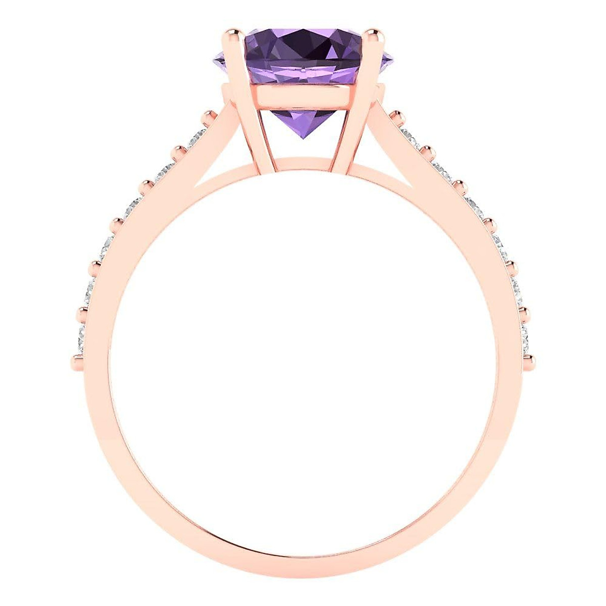 Clara Pucci 2.25 ct Round Cut Solitaire with accent VVS1 Alexandrite Designer Anniversary Bridal Engagement Ring 14k Rose Gold 8