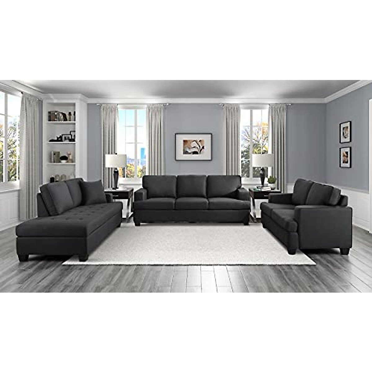 Lexicon Fernleaf Living Room Sofa, Black