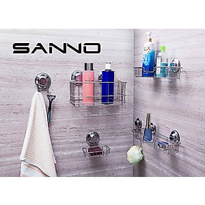 SANNO Suction Cup Soap Holder, Soap Dish Saver Tray Bar Soap Sponge Holder for Shower Wall, Bathroom, Tub and Kitchen Sink stainless steel