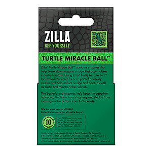 Zilla Pet Turtle Miracle Ball, Odor and Sludge Remover, for Cleaner and Healthier Turtle Habitats and Aquariums, Treats up to 50 Gallons