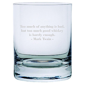 Mark Twain Quote Etched 11oz Stolzle New York Crystal Rocks Glass