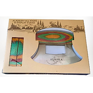 Inupiat Alaskan Cutlery Ulu Knife Exotic Colored Wood w/Etched Map