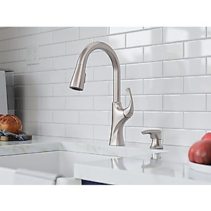 Pfister Miri 2.0 Kitchen Faucet with Pull Down Sprayer and Soap Dispenser, Single Handle, High Arc, Spot Defense Stainless Steel Finish, F5297MRRGS