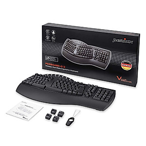 Perixx Periboard-612B Wireless Ergonomic Split Keyboard with Dual Mode 2.4G and Bluetooth Feature, Compatible with Windows 10 and Mac OS X System, Black, US English Layout