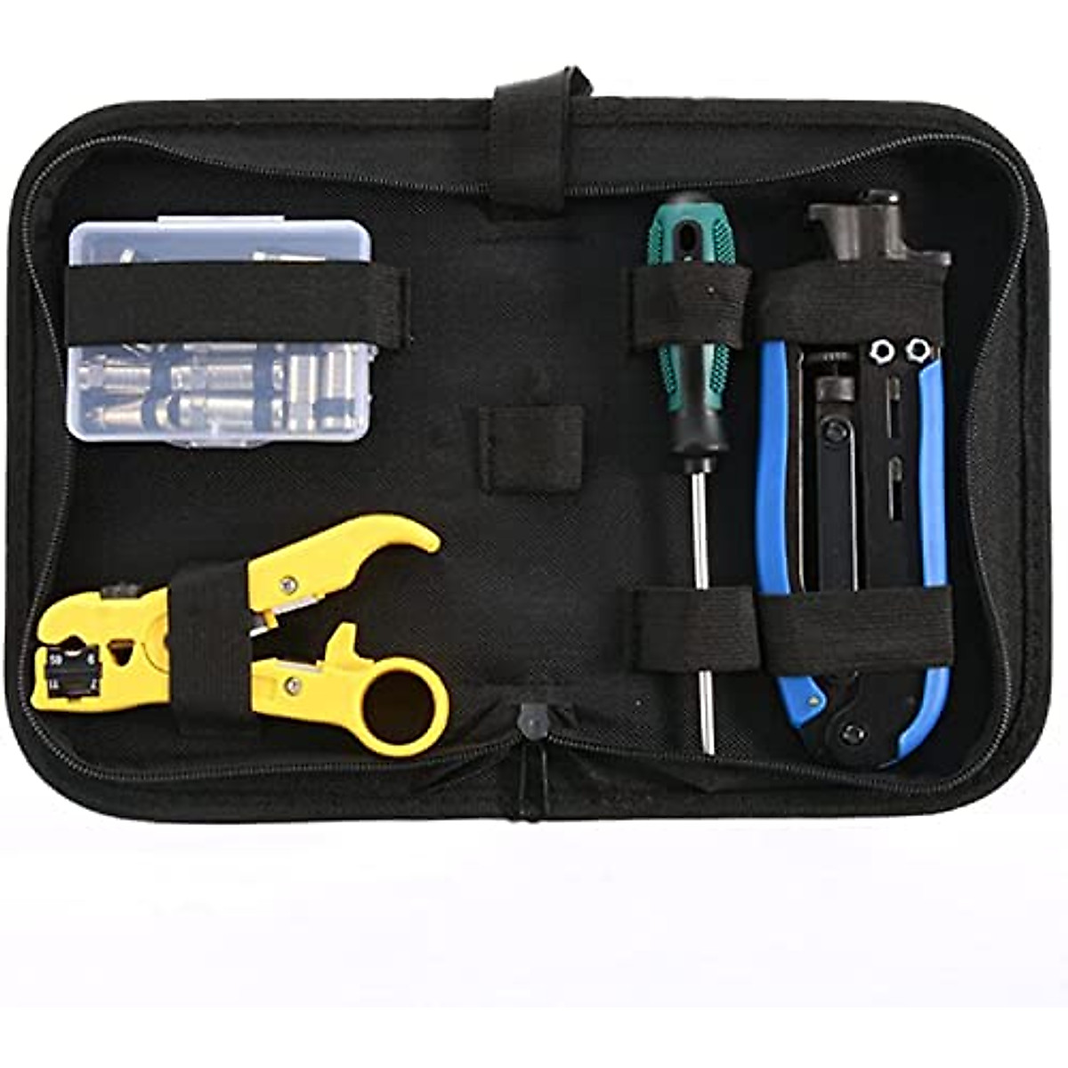 Gaobige Coax Cable Crimper Tool Kit, Coaxial Compression Tool for rg6 rg59 rg11 with 1 Wire Stripper, 10pcs F Male rg6 Connectors And 10pcs Female to Female rg6 Connectors, 1 Screwdriver