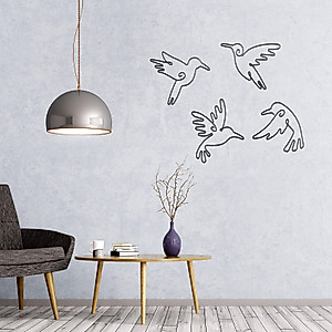 Hotop 4 Pieces Metal Hummingbird Wall Decor Black Bird Wall Art Metal Garden Wall Decor Cute Wall Sign for Indoor Outdoor Fence