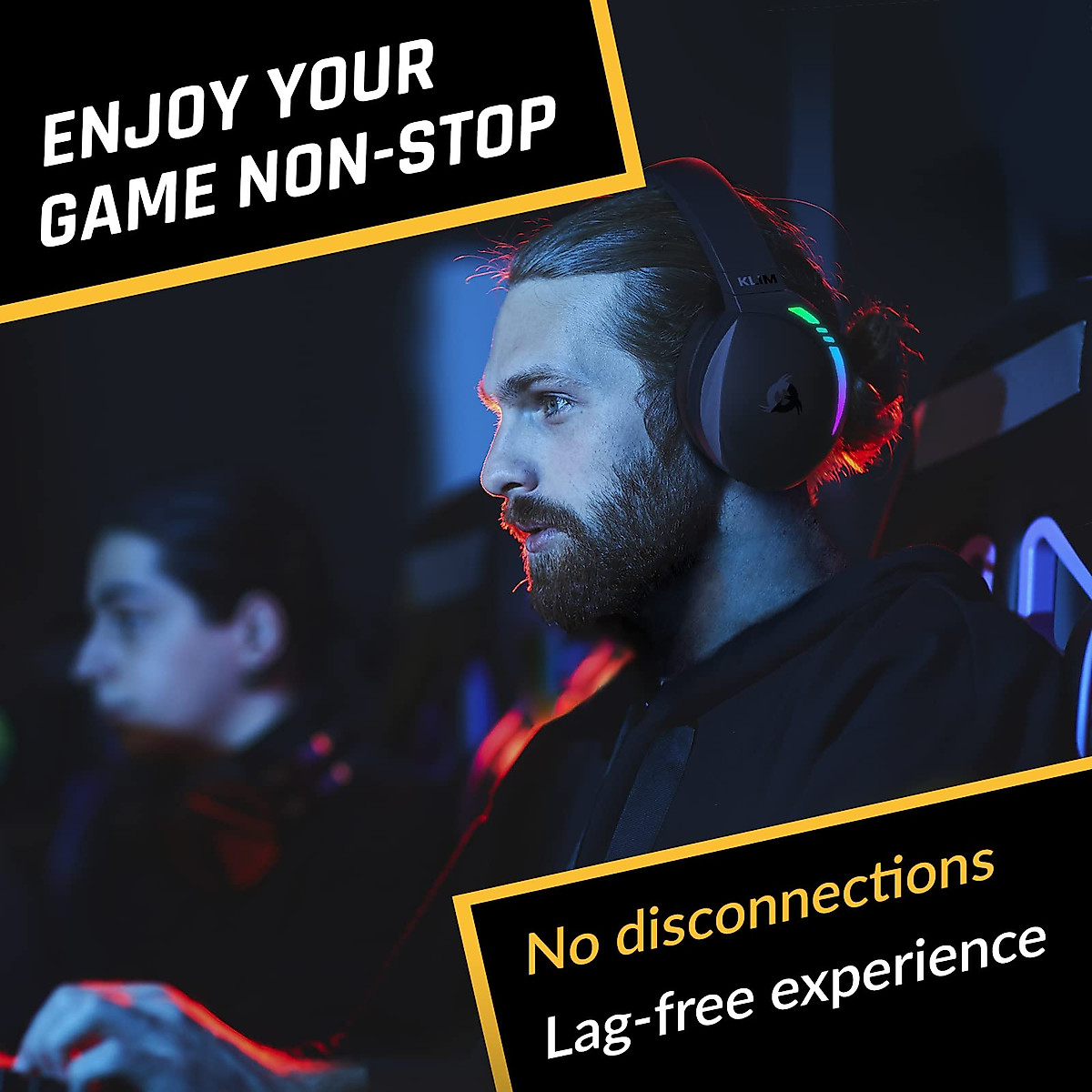 KLIM Panther Wireless Gaming Headset for PS4 PS5 Switch PC, Low Latency, Noise Cancelling Over Ear Bluetooth Headphones with Microphone, 3D Surround Sound, RGB Gaming Headphones - New 2023