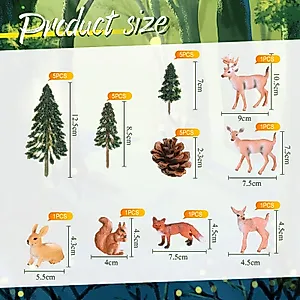 Sratte 26 Pcs Forest Animal Figures Diorama Kit, Woodland Creatures Toys Hunting Toys Model Diorama Supplies for Back to School Gift Educational Learning Birthday Gift