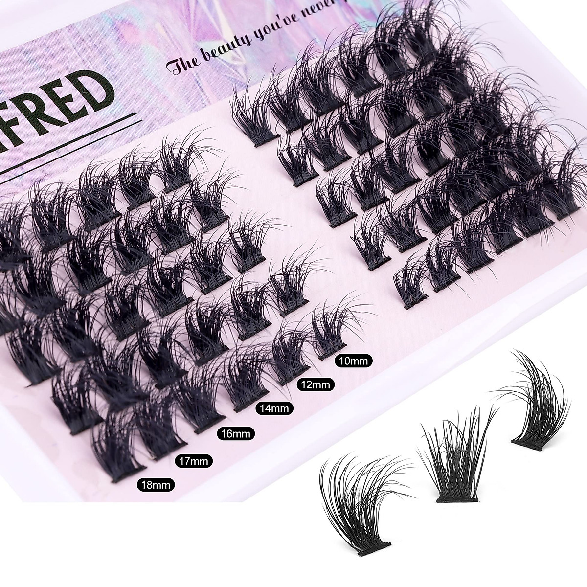 Individual Lashes Cluster Flat Lashes Mink Eyelashes Extension D Curly False Eyelashes Natural Look Wispy Fake Lashes DIY at Home 10mm-18mm Cluster Lashes by Winifred