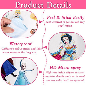 Hesogiva Princess Wall Decals for Baby Girls Boys Kids, Peel and Stick Wall Stickers Art Decor for Children's Bedroom Living Room Classroom Playroom Nursery Decoration, Style a, Hesogiva000