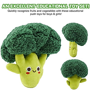 Nleio Vegetables Food Plush Toys, 4-Piece Cute Plush Stuffed Toy with Carrot/Broccoli/Corn/Eggplant, Pretend Food Plush Toy, Early-Learning Skills, Cute Plush Toys for Kids Ages 0+
