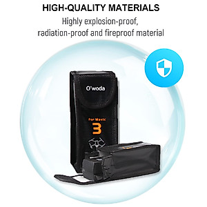 O'woda Battery Safe Bag for DJI Mavic 3 Pro, 3 Pcs Lipo Fireproof Storage Bag Batteries Protection Pouch + 3 Pcs Charging Port Cover for DJI Mavic 3 / Mavic 3 Classic/Mavic 3 Pro