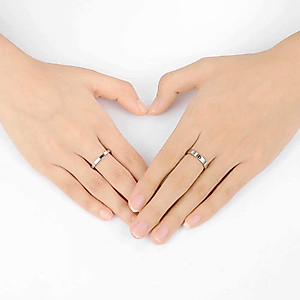 SHAREMORE Sun and Moon Rings Matching Rings for Couples Personalized Rings Promise Couple Ring Customized Engagement Wedding Ring Band Sets for Him and Her Sterling Silver High Polished Comfort Fit