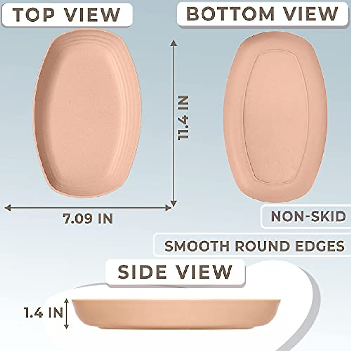 4Pcs Wheat Straw Plates and Bowls Sets - 11 Inch Dishwasher Safe Plates Microwave Safe Plastic Dinnerware Set - Unbreakable Dishes Wheat Straw Utensils - Kids Dinnerware Storage Set Reusable Plates