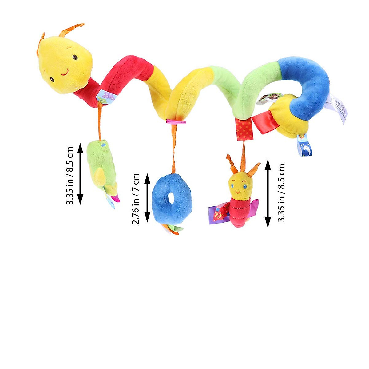 ifundom Car Seat Toys, Toys for Car Seat Crib Mobile Bed Around Rattle Bell Cartoon Insect Stroller Hanging Stuffed Wrap Spiral Safety Plush Toys for Crib Bed Stroller Car Seat Bar