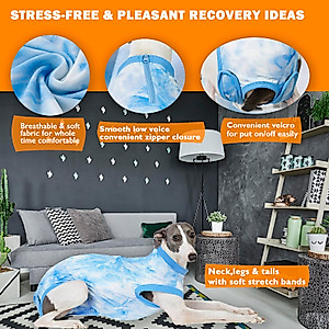 Wabdhaly Dog Surgery Recovery Suit for Female Spay,Tie Dye Blue Dogs Surgical Recovery Onesie,Soft Breathable Cotton,Prevent Licking Scratching X-Large,XL Tie Dye Blue