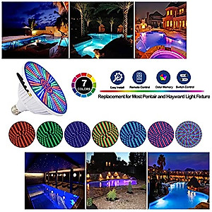 Pool Lights with Remote Control, 120V 45W RGB Color Changing Underwater LED Pool Light for Inground Pool, Swimming Pool Lights, E26/E27 Pool Bulb Repalcement, Fit Pentair Hayward Pool Light Fixtures