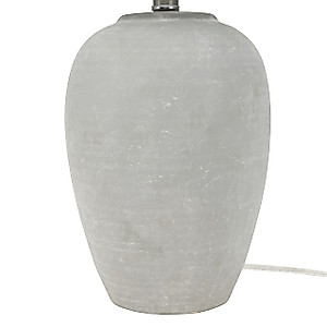 Nourison 23" Grey Vintage Distressed Ceramic Pot Table Lamp for Bedroom, Living Room, End Table, with Grey Tapered Drum Shade