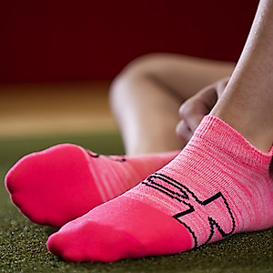 Under Armour Youth Essential 2.0 Lightweight No Show Socks, 6-Pairs, Black Penta Pink Assorted, Small