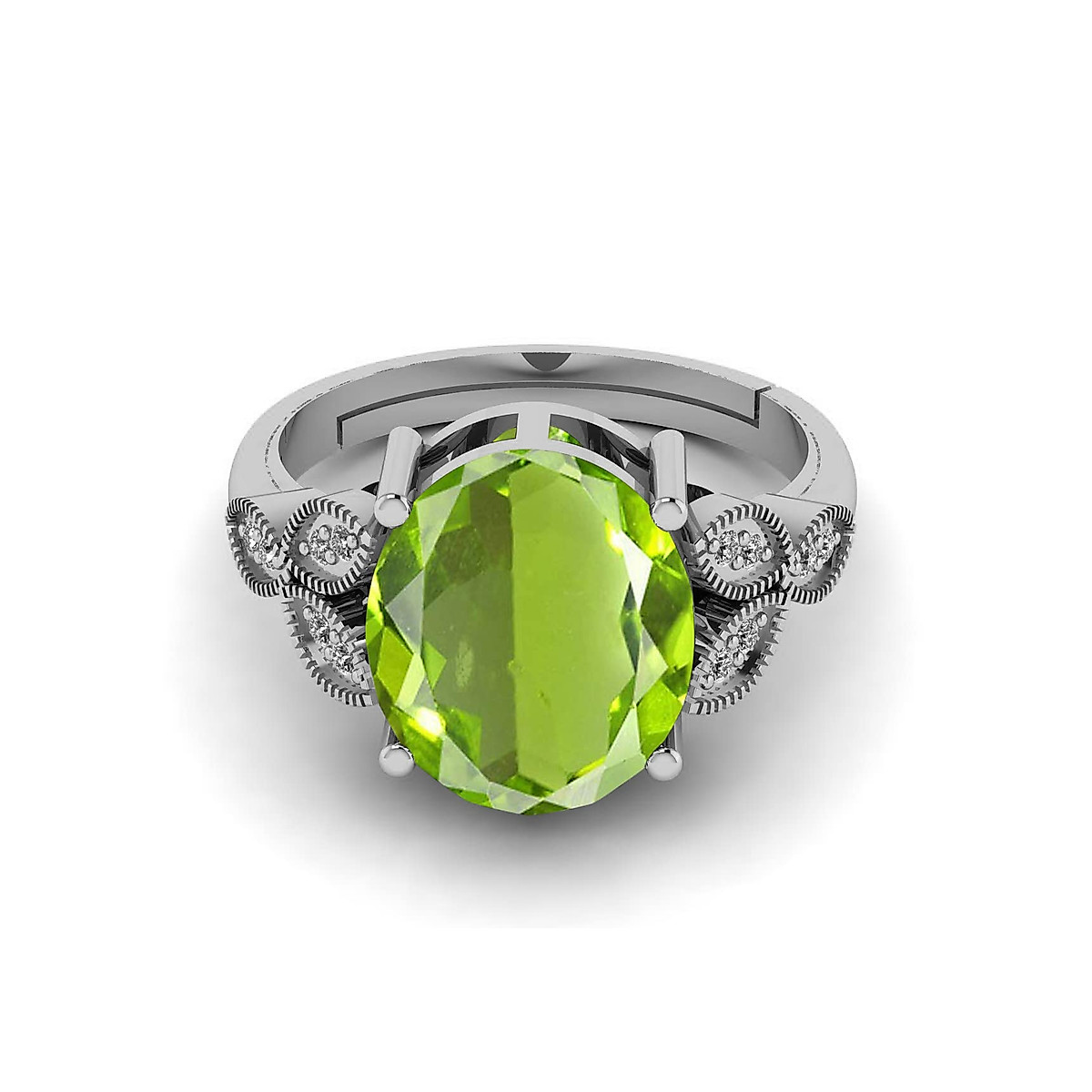 LMDPRAJAPATIS 7.25 Carat Peridot Stone German Silver Beautiful Anniversary Ring For Men And Women