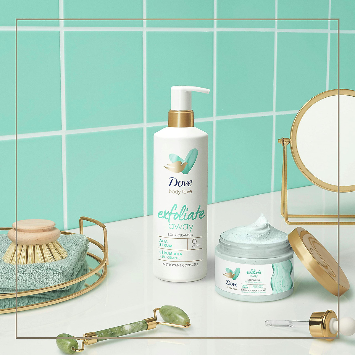 Dove Body Love Body Polish Exfoliate Away 3 Count for Rough, Bumpy Skin Body Scrub with AHAs for Silky Smooth Skin 12 oz