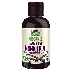 NOW Foods, Organic Liquid Monk Fruit, Vanilla, Zero-Calorie Sweetener, 1.8-Ounce