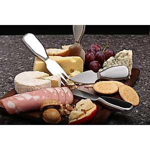 Linwnil 4 Pieces Set Cheese Knives, Steel Stainless Cheese Slicer Cheese Cutter Cheese Fork Light Weight One-Piece Silver Design