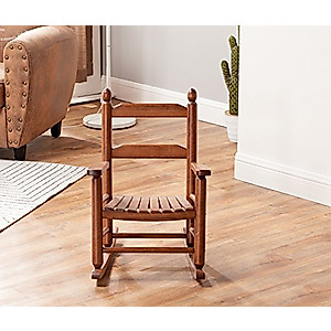 BplusZ Child Rocking Chair Outdoor Toddler Wooden Rocker for Kids Ages 3-6 - Ideal for Patio, Porch, and Indoor Outside Use, Brown