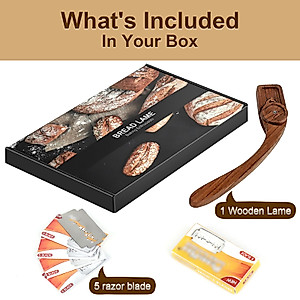 HHZPAEK Innovative Magnetic Bread Lame Bread Scoring Tool,Bread Lame Cutter,Bread Scoring Knife for Bread Baking & Sourdough Baking,Bread Razor Tool with 5 Razor Blades-Black Walnut Wood