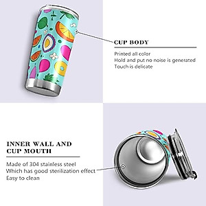 HXshaoye summer colorful fruit leaf Stainless Steel travel coffee cup with Lid and Straw coffee mug insulated for coffee safe straw tumbler 20oz vaso para agua 20oz