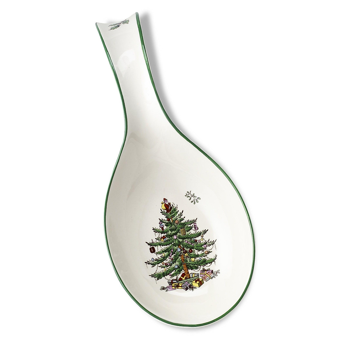 Spode Christmas Tree Spoon Rest | 12 – Inch Cooking Utensil Rest | Spatula Ladle Holder for Kitchen Countertop | Made of Fine Earthenware Dishwasher Safe