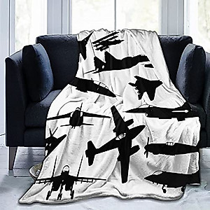 Fighter Jet Plane Soft Throw Blanket All Season Microplush Warm Blankets Lightweight Tufted Fuzzy Flannel Fleece Throws Blanket for Bed Sofa Couch 60"x50"