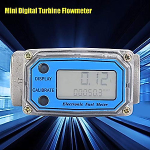 Digital Flowmeters 1" NPT Connector, 15-120L/min Turbine Fuel Flow Meter, Flow Rate Measuring for Gas Oil Fuel