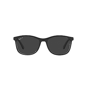 Ray-Ban Rb4374 Square Sunglasses, Black On Transparent/Polarized Black, 56 mm