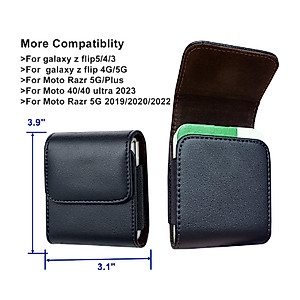 for Galaxy Z Flip 6/5/4/3 Belt Phone Holster, 360 Rotating Leather Phone Pouch Case, Belt Clip Phone Holder for Motorola Razr Plus, Razr 40 Ultra, Razr 5G 2023