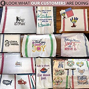 Aunti Em's Kitchen Dish Towels Set (13 Pack) for Kitchen Decor Super Absorbent 100% Natural Cotton Zero-Lint - 25.5 x 15.5 Inch (13-Pack Red, Green & Blue Stripes)