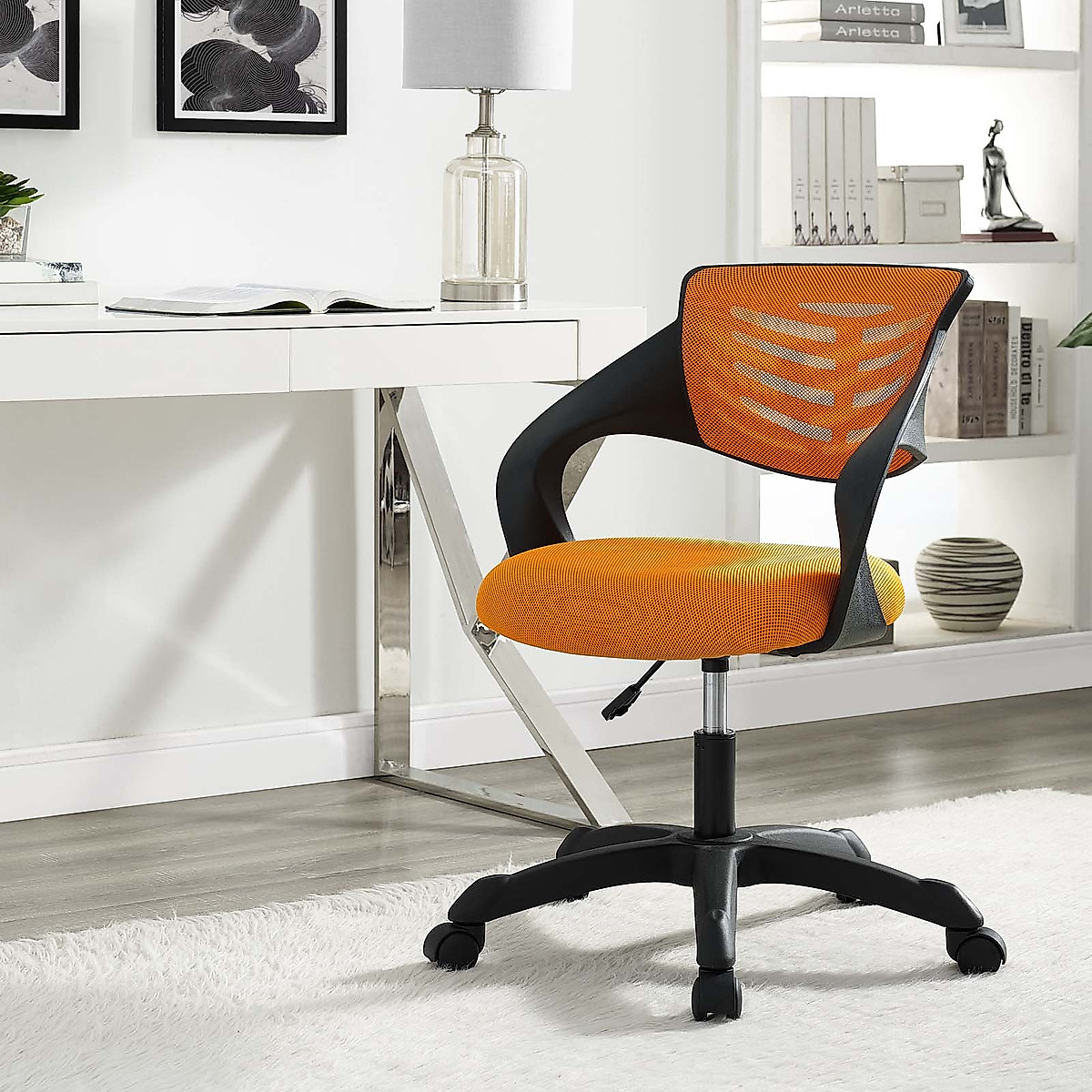 America Luxury - Chairs Modern Contemporary Urban Design Home Business Office Furniture Work Desk Chair, Fabric, Orange