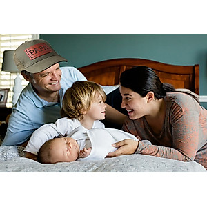 Papa Hat，Leather Patch Hat Papa for Papa Baby Announcement Gift for Papa Olive